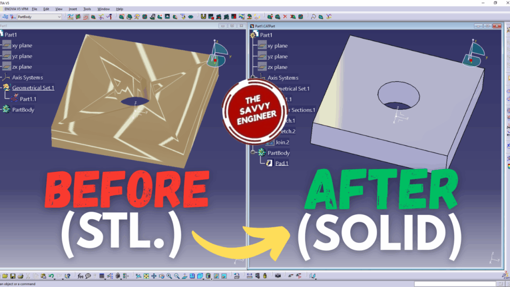 CATIA Reverse Engineering - From STL to Solid Body